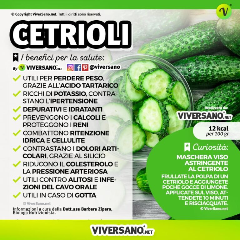 Cetriolo: proprietà, calorie, benefici e controindicazioni dei cetrioli
